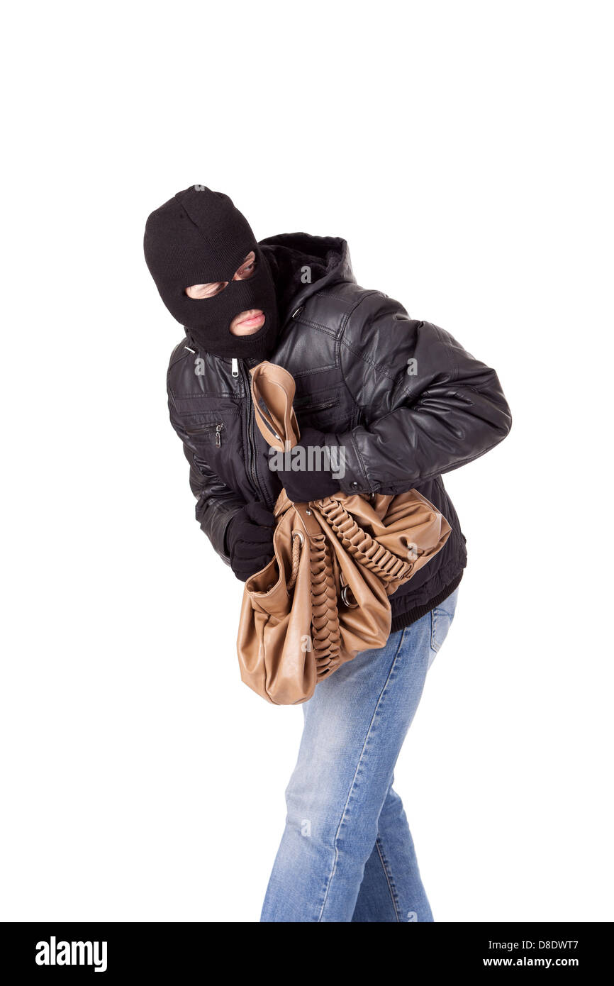 Thief, stealing a purse, isolated over white Stock Photo - Alamy