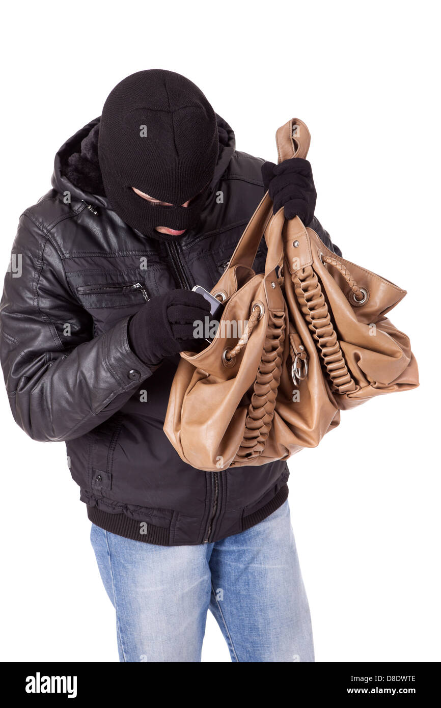 Thief, stealing a purse, isolated over white Stock Photo - Alamy