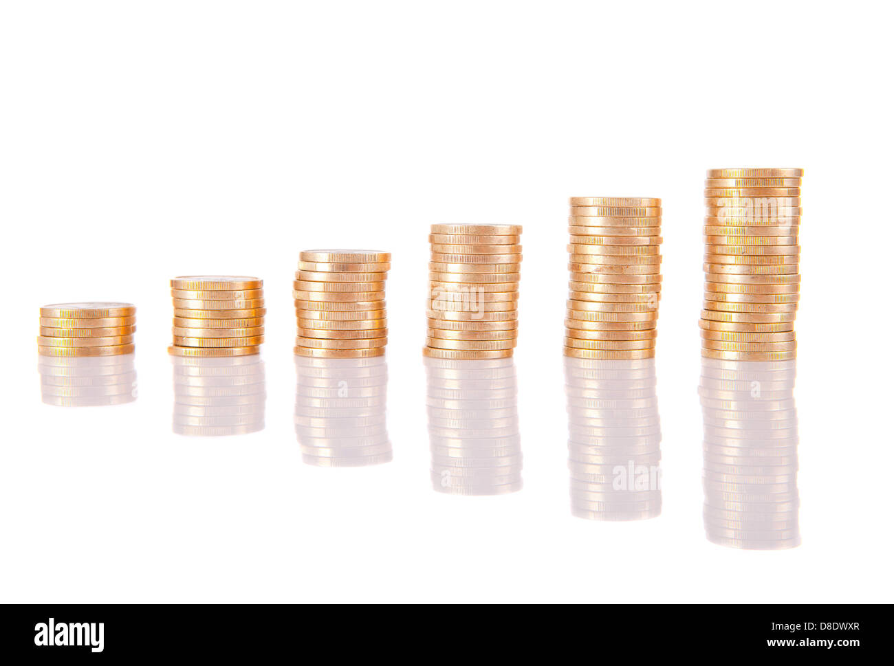 Pile of coins, isolated over white Stock Photo - Alamy