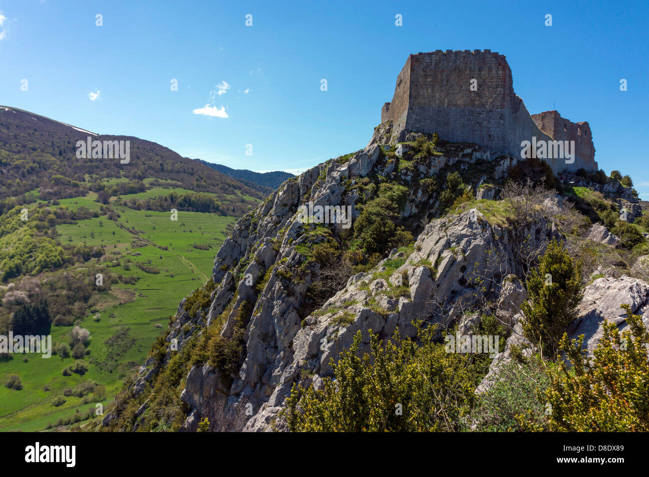 Montsegur Cathar castle, Ariege, French Pyrenees, FRance Stock Photo ... Montsegur Cathar castle, Ariege, French Pyrenees, FRance Stock Photo ...