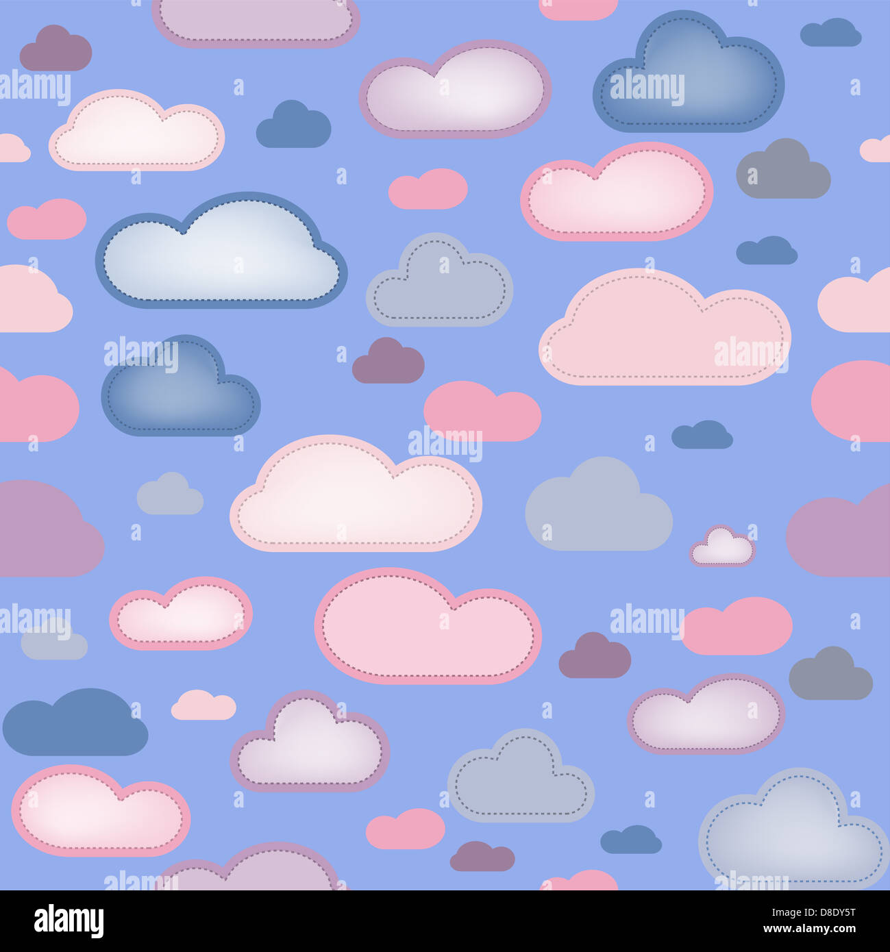 Pink and Blue Clouds Seamless Background. Editable Vector Image Stock ...