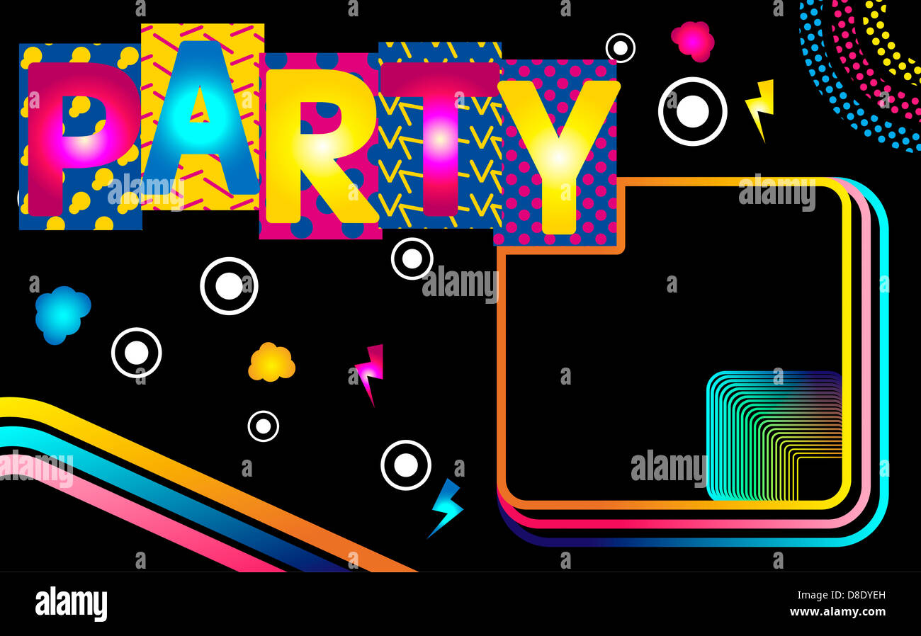Music Party Funky Retro Image with Stripes Stock Photo - Alamy