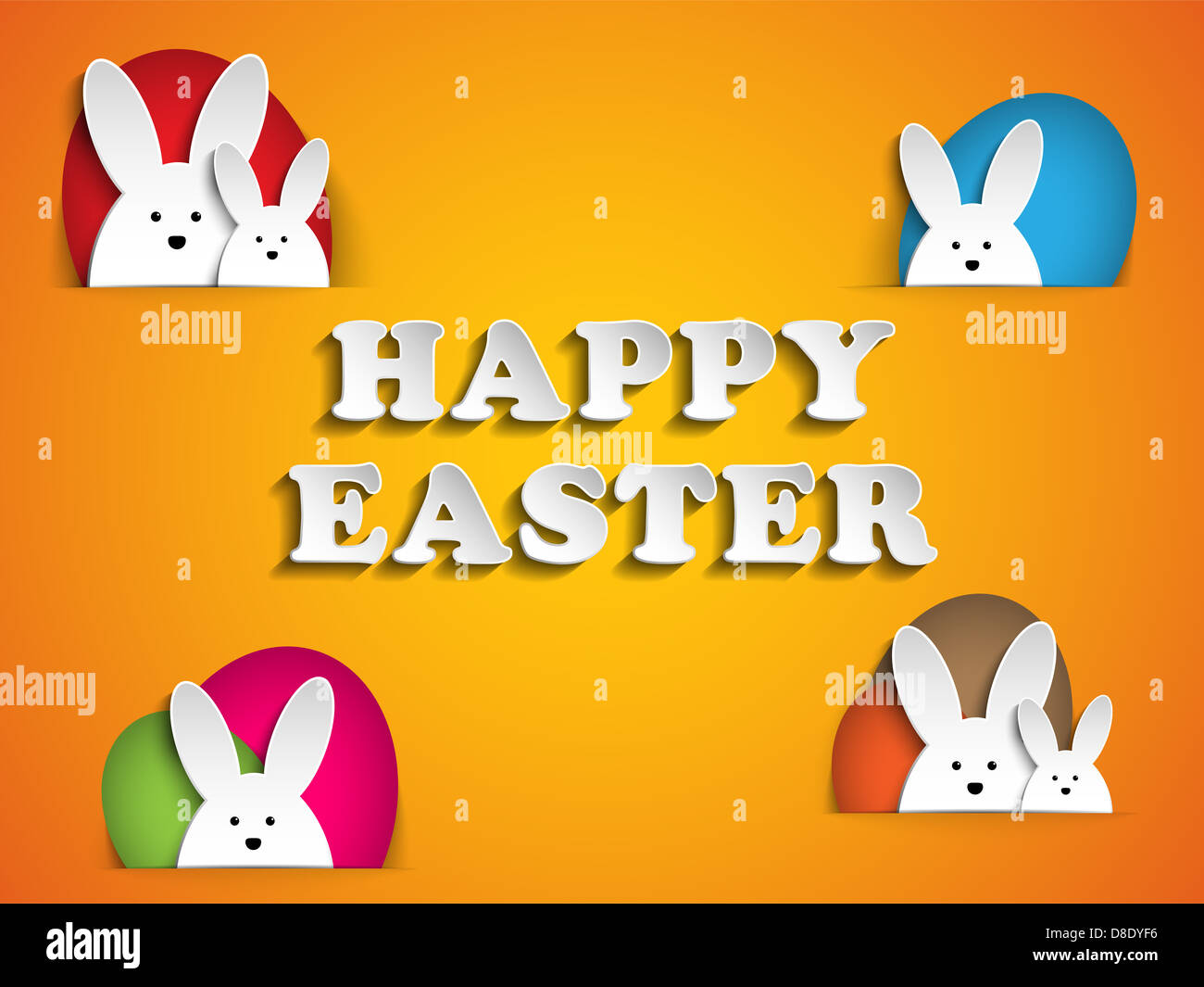 Vector - Happy Easter Rabbit Bunny on Orange Background Stock Photo - Alamy