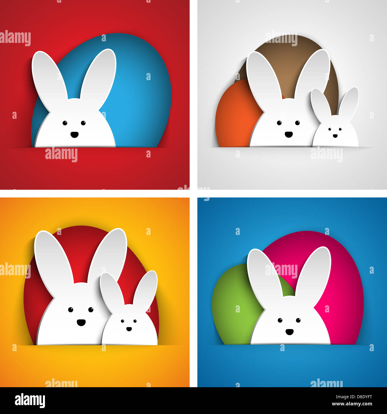 Vector - Happy Easter Rabbit Bunny on Orange Background Stock Photo - Alamy
