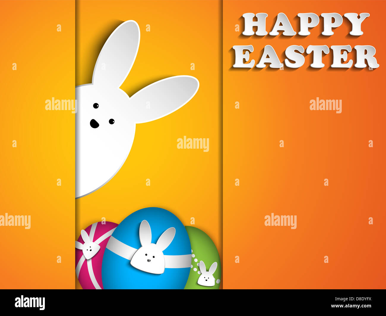 Vector - Happy Easter Rabbit Bunny on Orange Background Stock Photo - Alamy