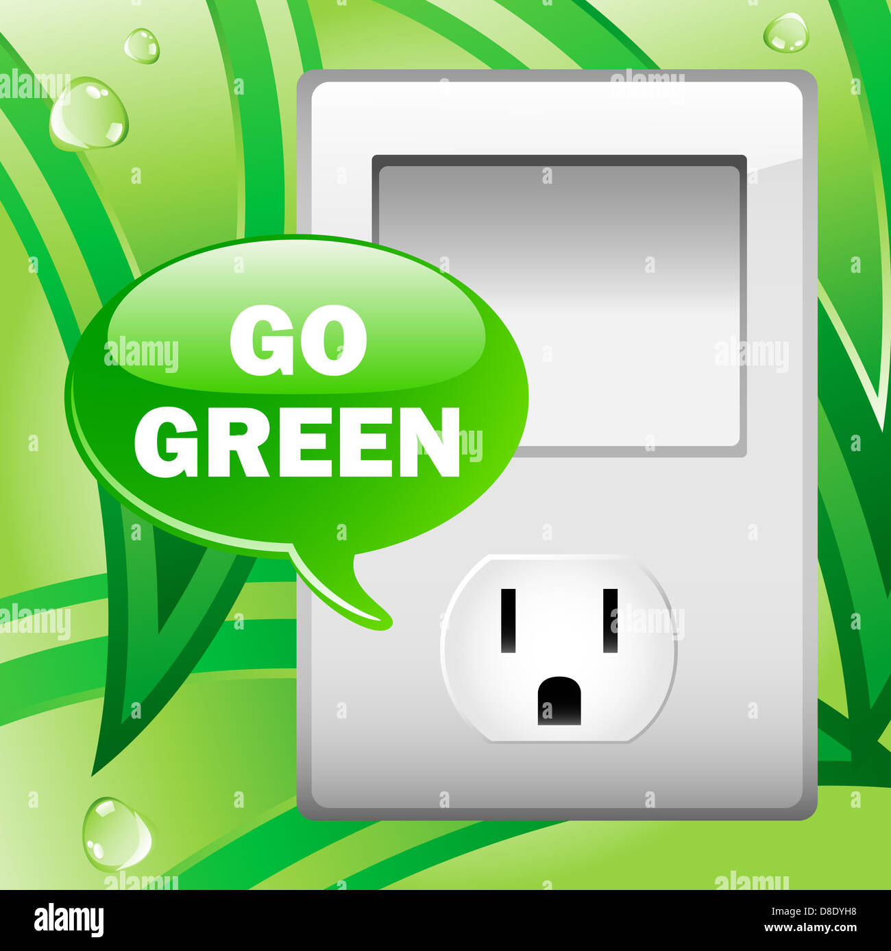 Go Green Electric Outlet with leaves background. Editable Vector Image ...