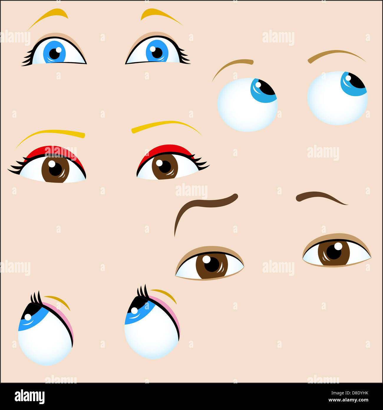Set of 5 cartoon eyes. Editable Vector Illustration Stock Photo - Alamy