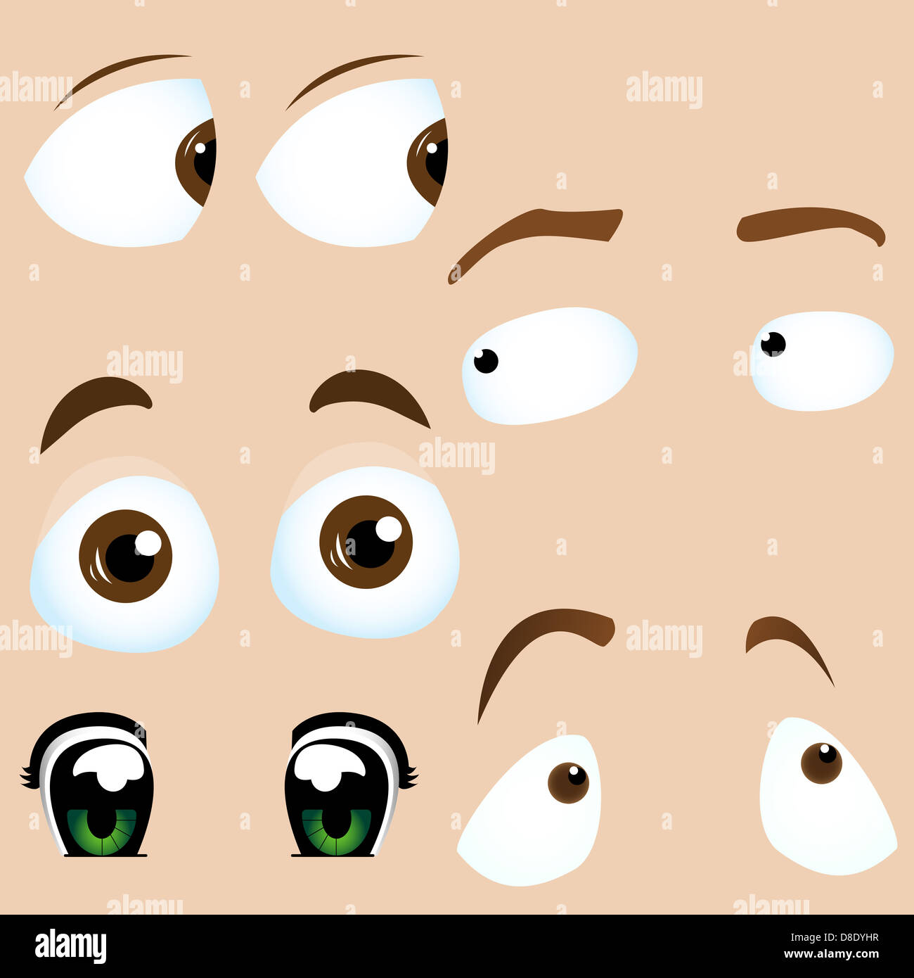 Set of 5 cartoon eyes. Editable Vector Illustration Stock Photo - Alamy