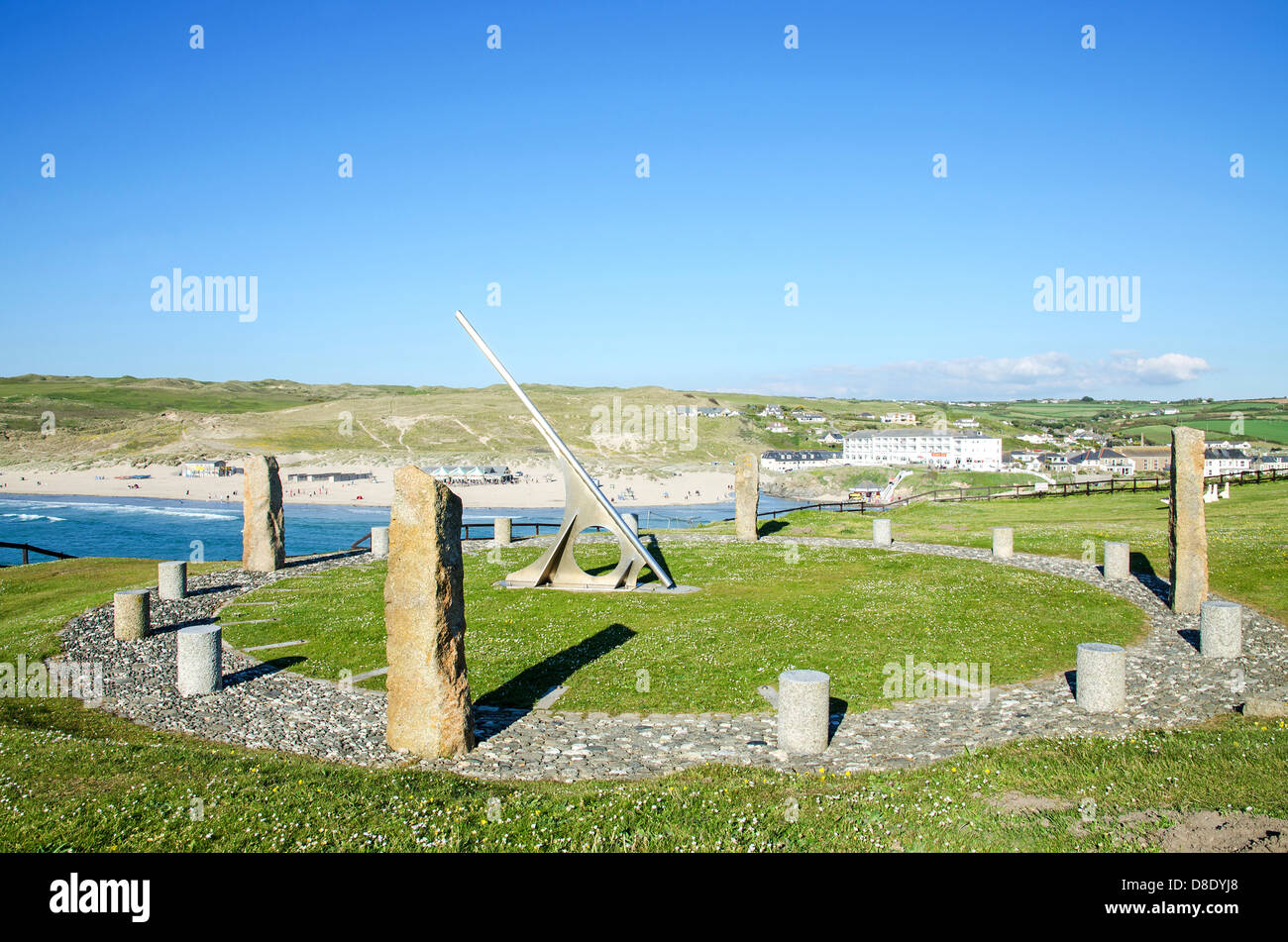 The " millenium sundial " at Droskyn point, Perranporth, Cornwall, UK ...