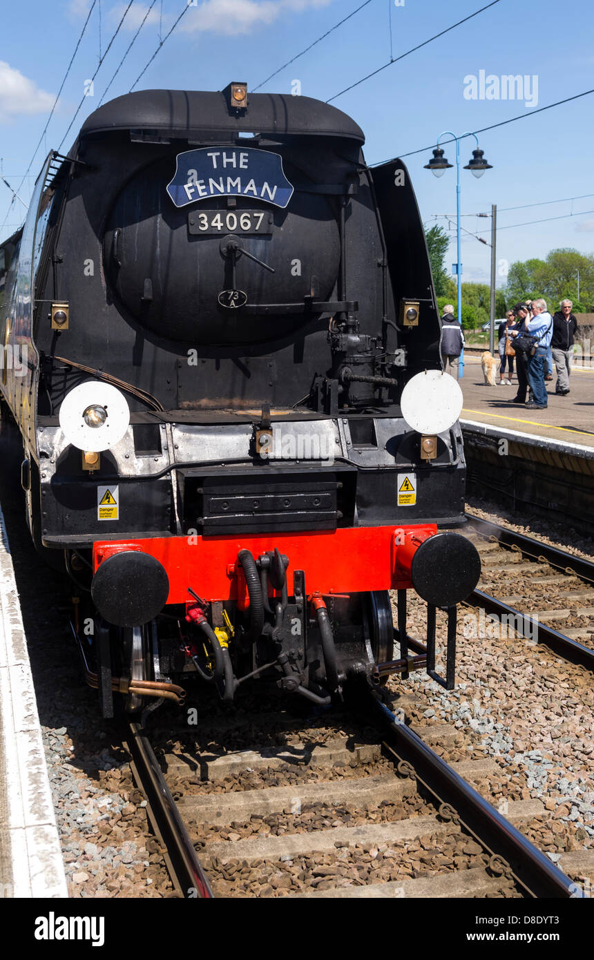 steam locomotive 34067 Tangmere at Ely station on Saturday 25th May ...