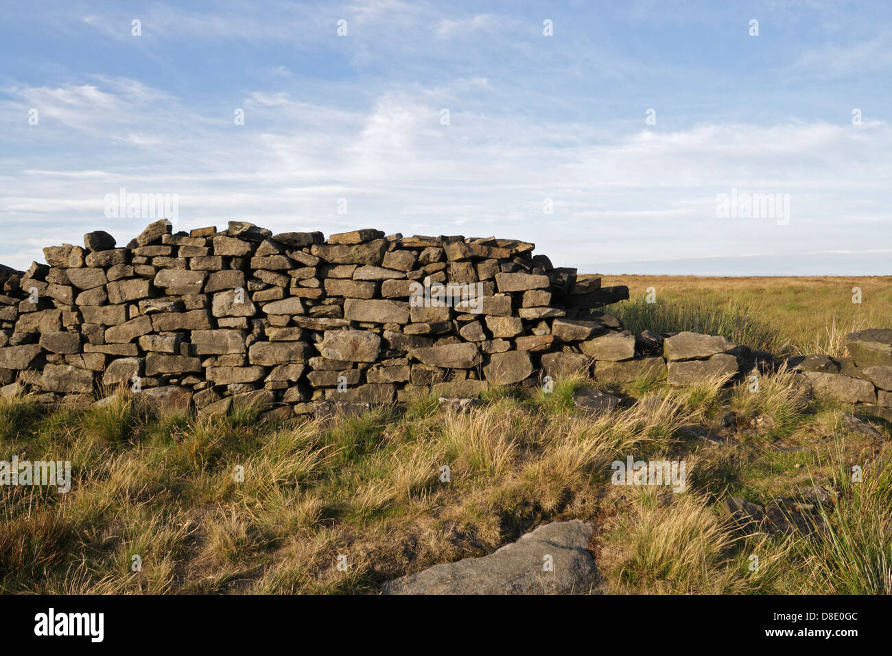Dry stone wall at Stanage Edge in the Derbyshire Peak District National ...