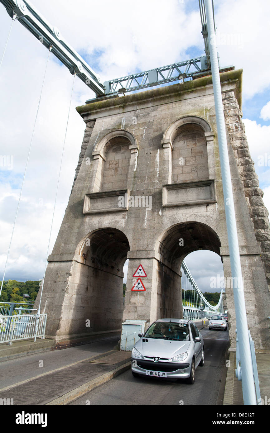A view of the world famous Menai Suspension bridge connecting Wales to ...