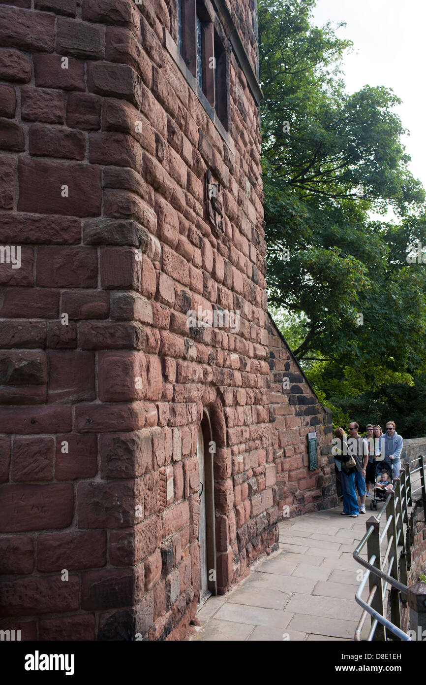 The well worn paths of the Roman wall that surrounds Chester, Cheshire ...