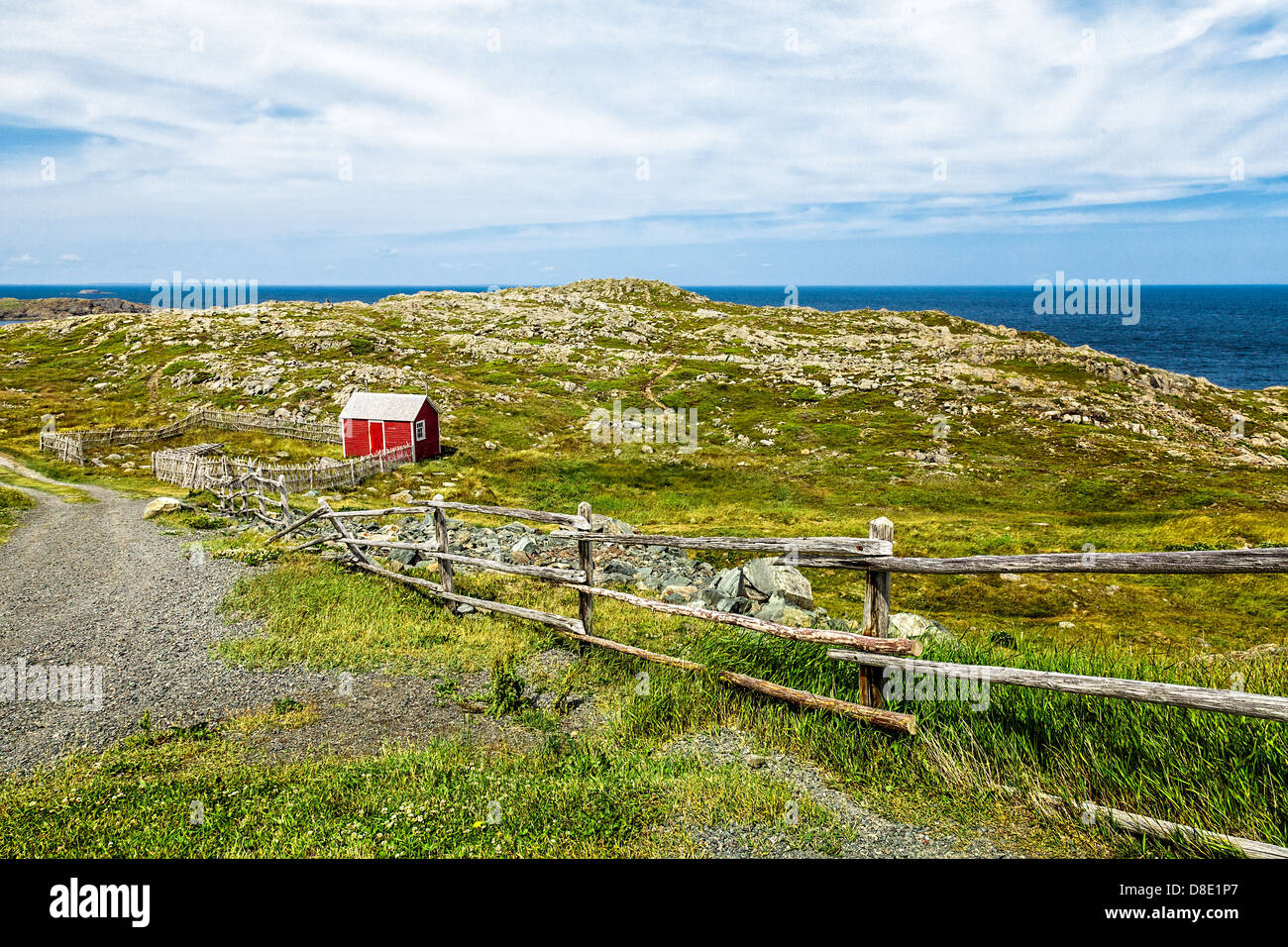 Red Shack and Fence in Cape Bonavista, Newfoundland Stock Photo - Alamy