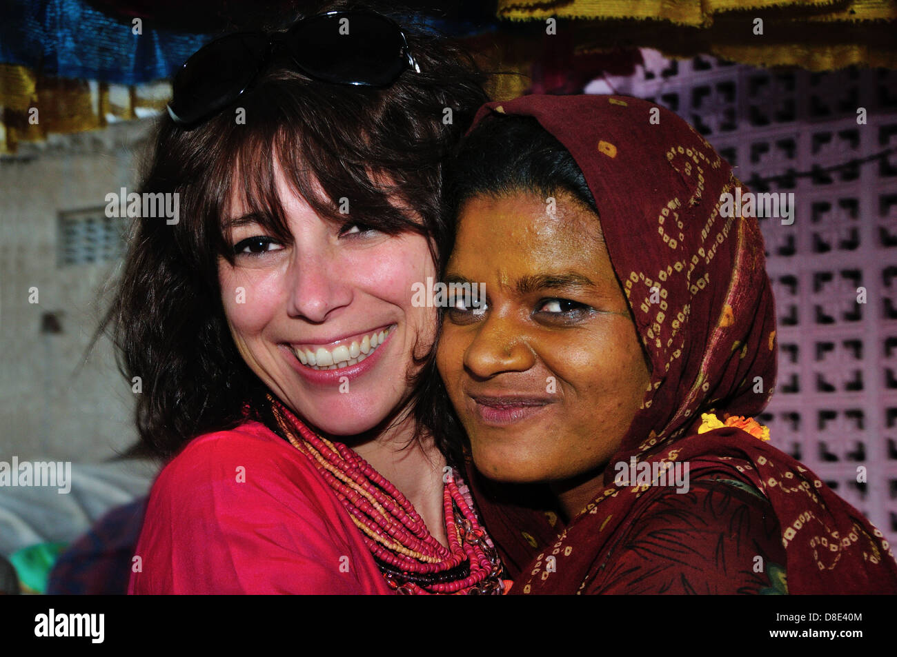 Italian woman has deep friendship with Indian family Stock Photo - Alamy