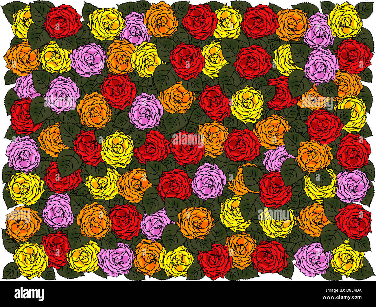 Illustrated flowers colorful background hi-res stock photography and ...