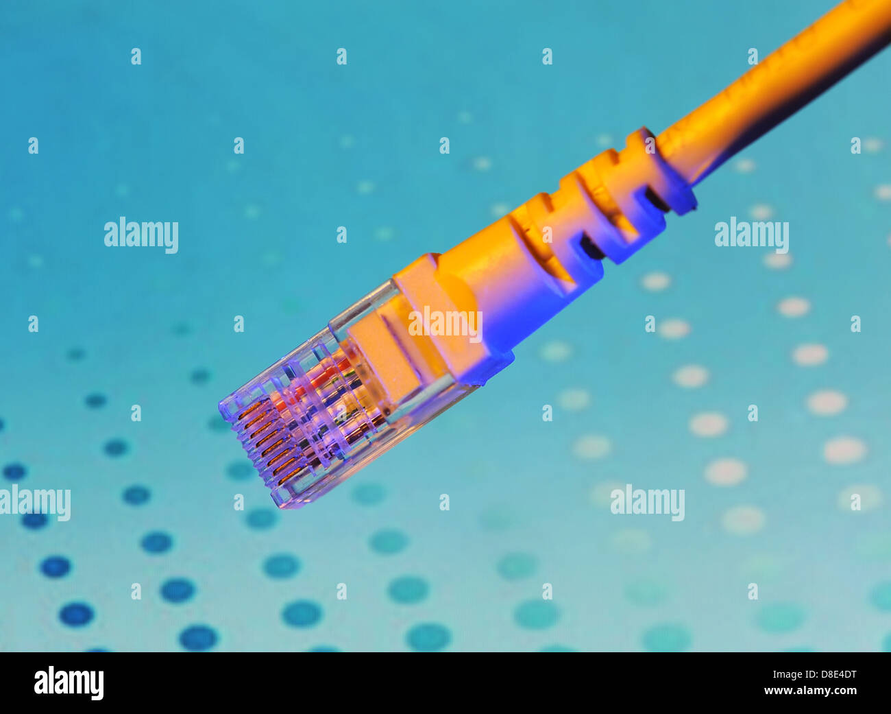 network cable with high tech technology color background Stock Photo ...