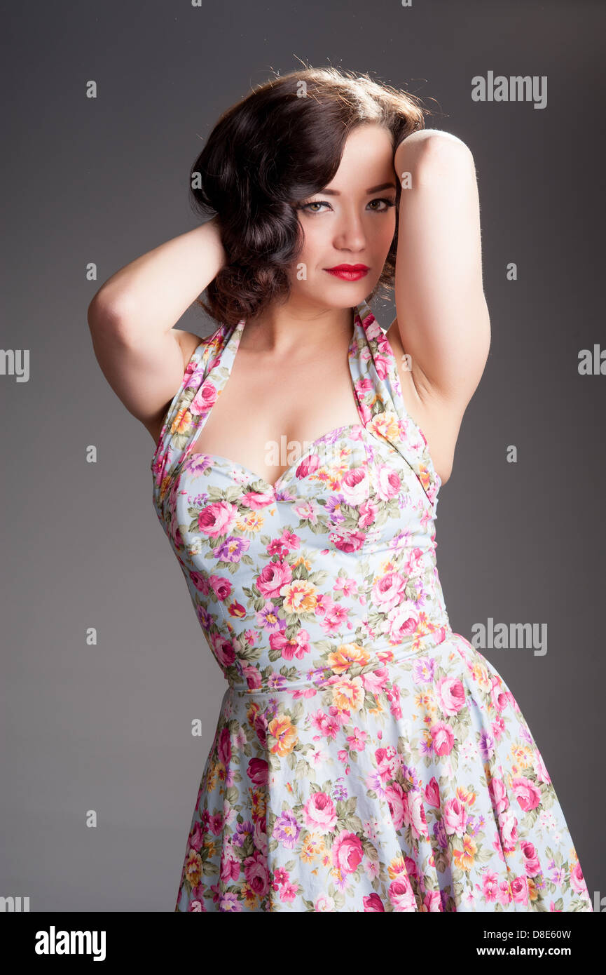 Retro woman in seductive pose Stock Photo - Alamy