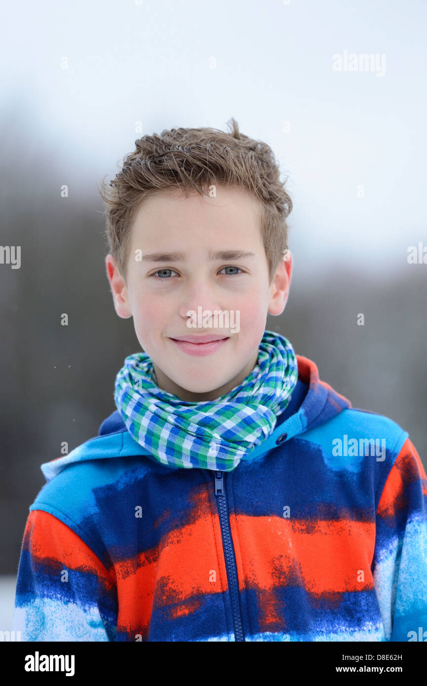 Smiling boy outdoors, portrait Stock Photo - Alamy