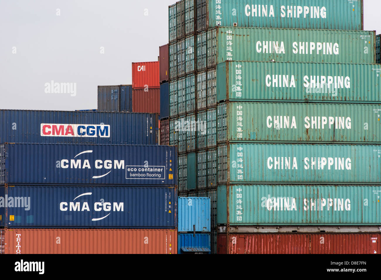 Stack of cargo containers, Rotterdam Harbor, Netherlands Stock Photo ...