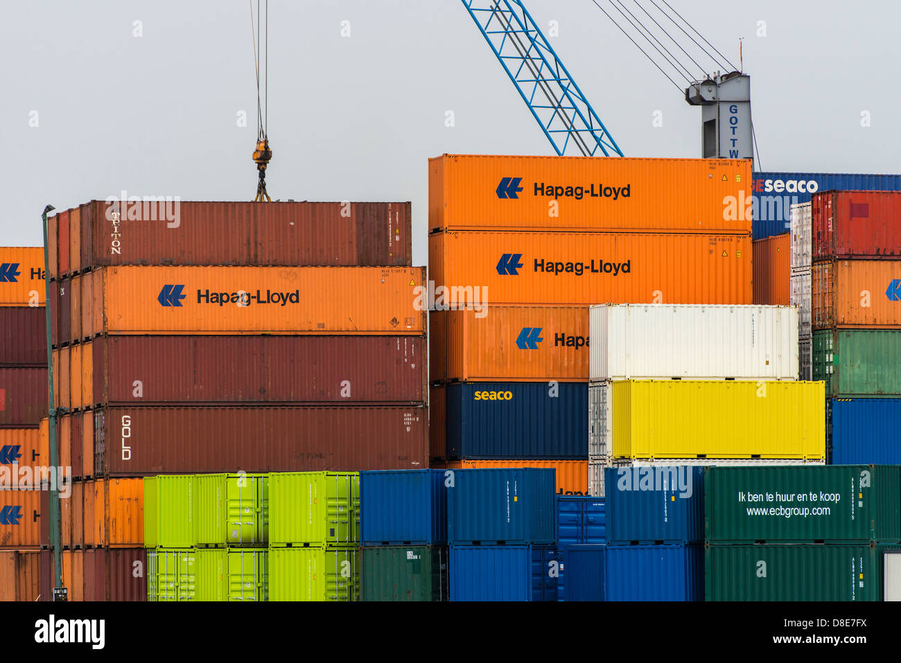 Stack of cargo containers, Rotterdam Harbor, Netherlands Stock Photo ...