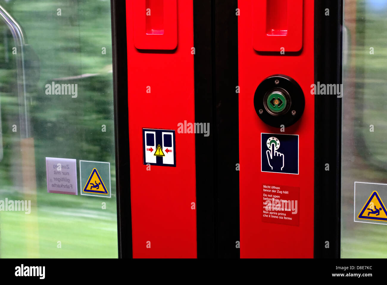 Instruction and door opening controls on a German train Stock Photo - Alamy