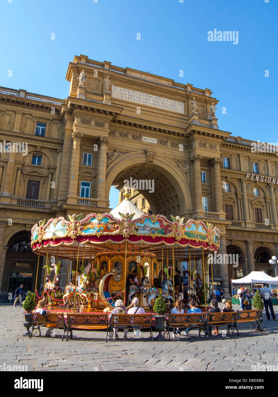 Carousel on funfair, Florence, Italy Stock Photo - Alamy