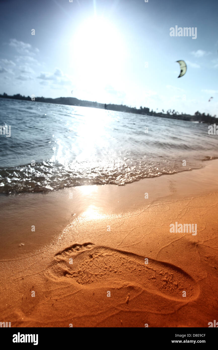 ocean footprints on sand near water Stock Photo - Alamy