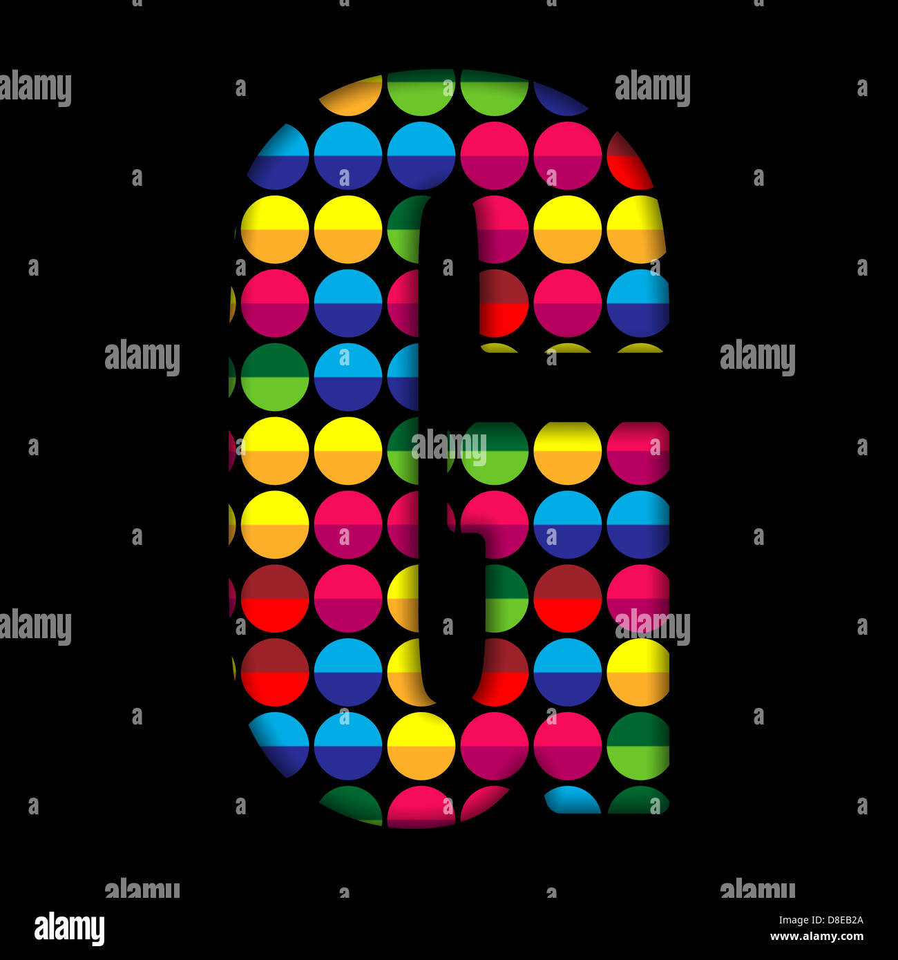 Vector - Alphabet Dots Color on Black Background Stock Photo - Alamy