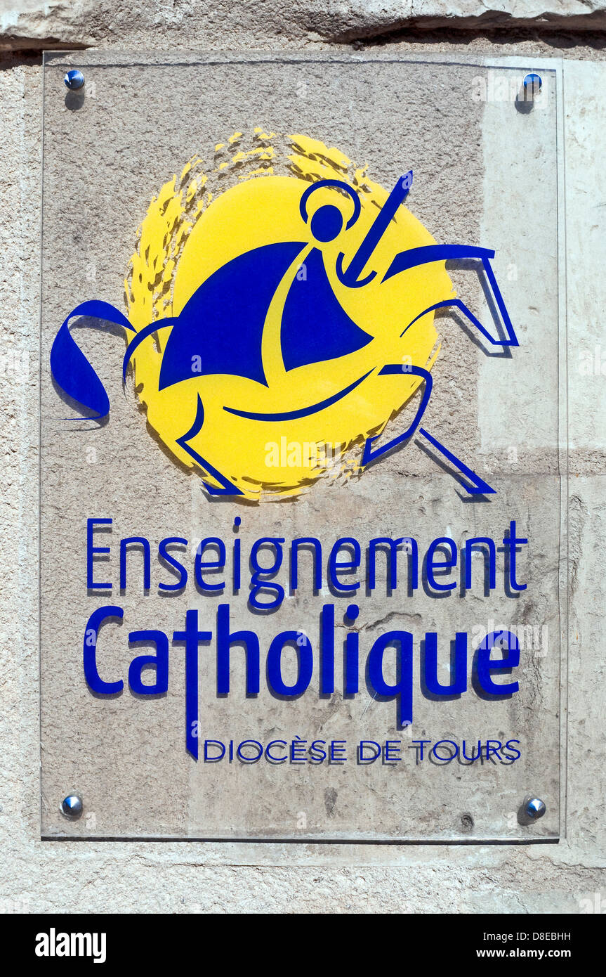 "Enseignement Catholique" / Catholic school sign - France Stock Photo ...