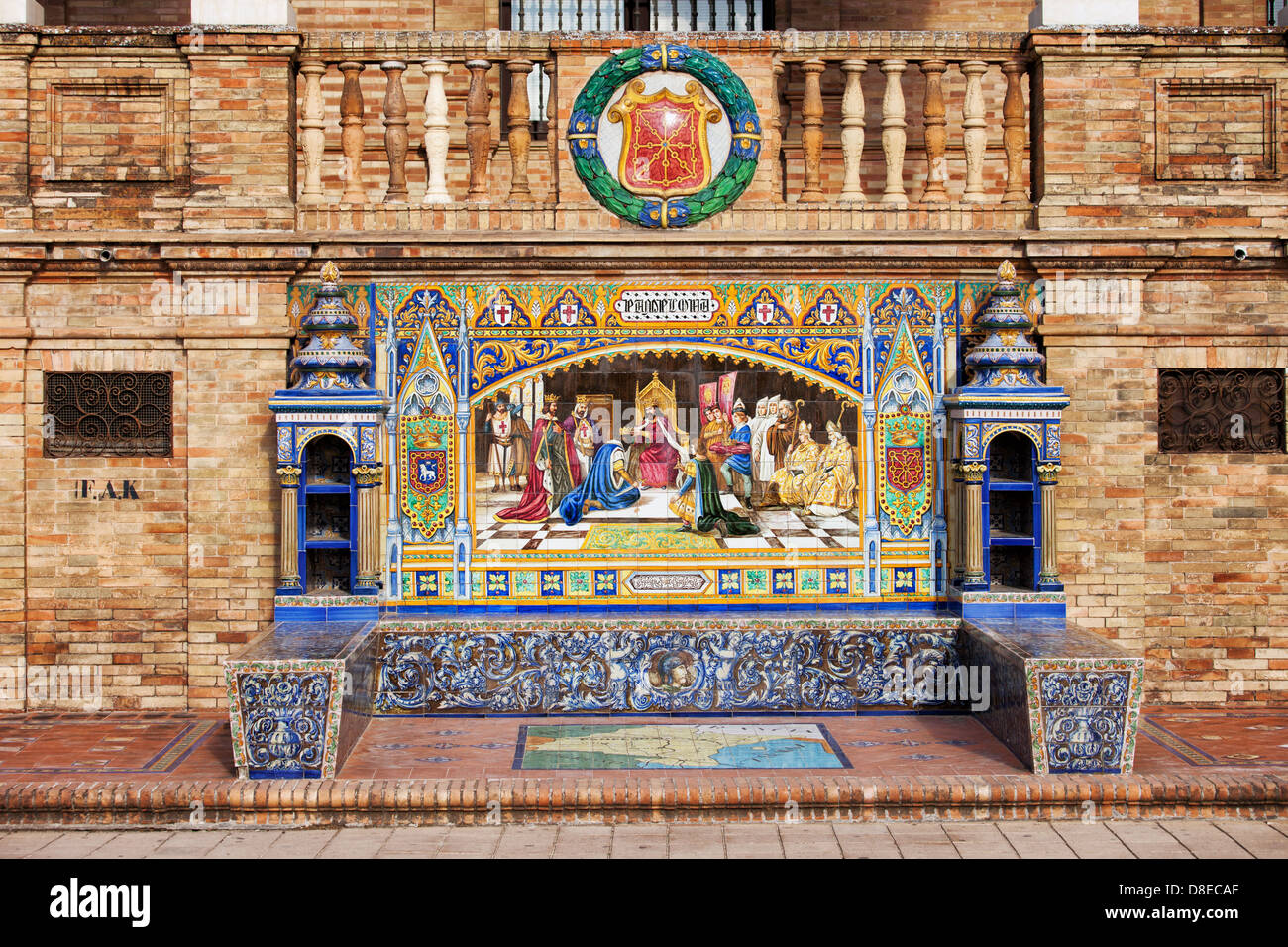 Bench with Azulejos Tiles on Plaza de Espana in Seville, Spain Stock ...