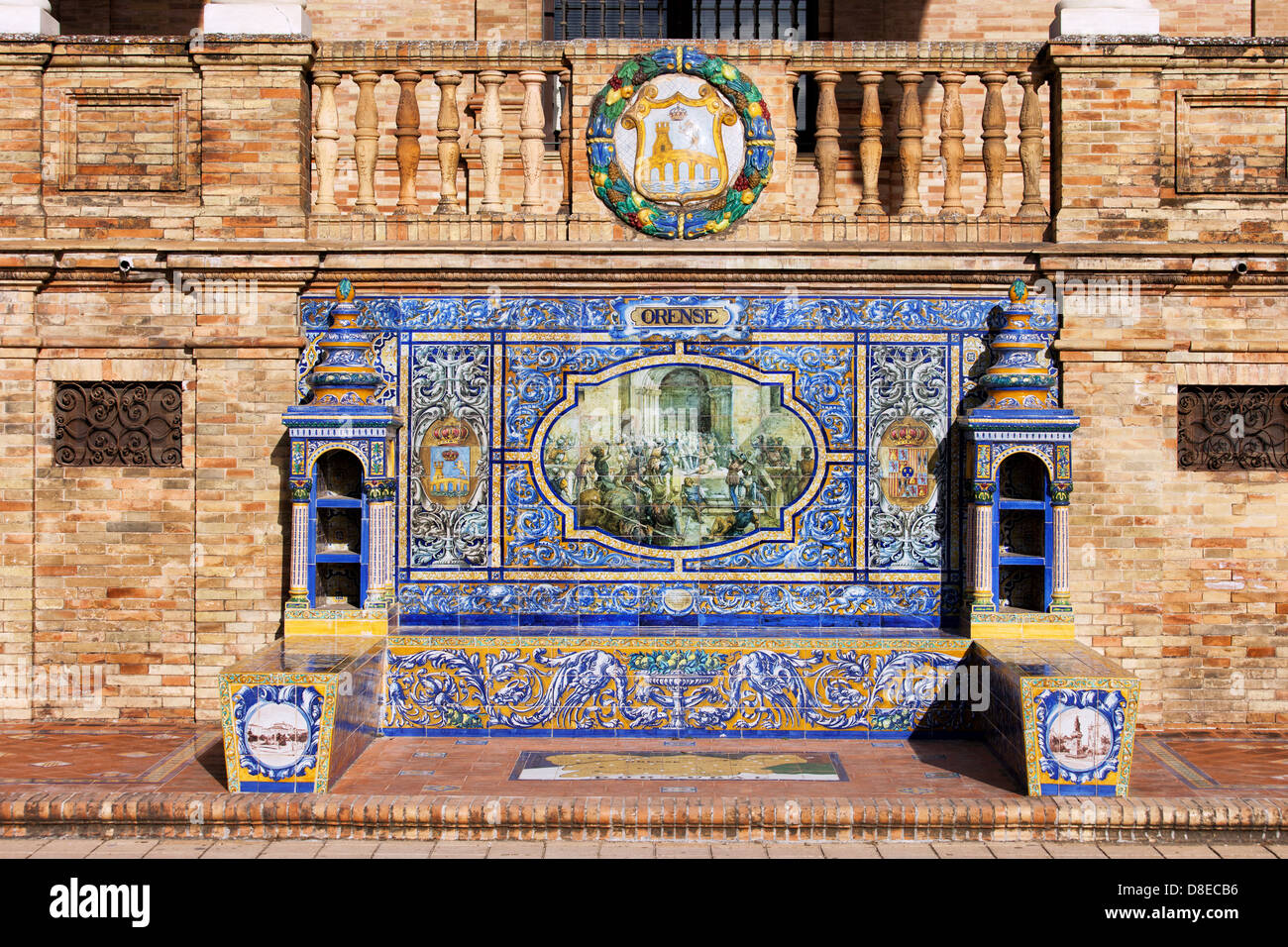 Bench with Azulejos Tiles on the Plaza de Espana in Seville, Spain ...