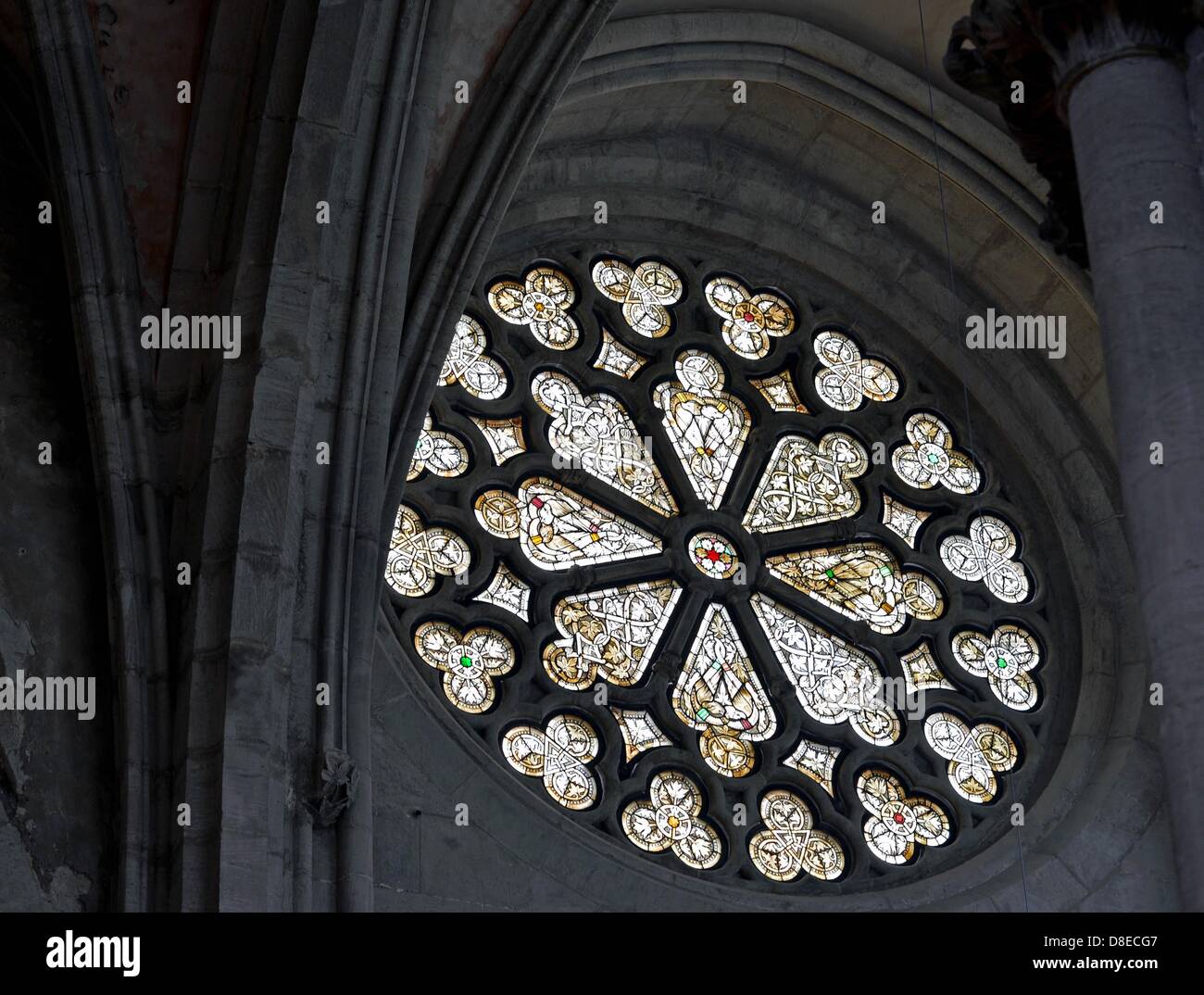 The Grisaille-window of the monastic church St. Marien is brightly ...