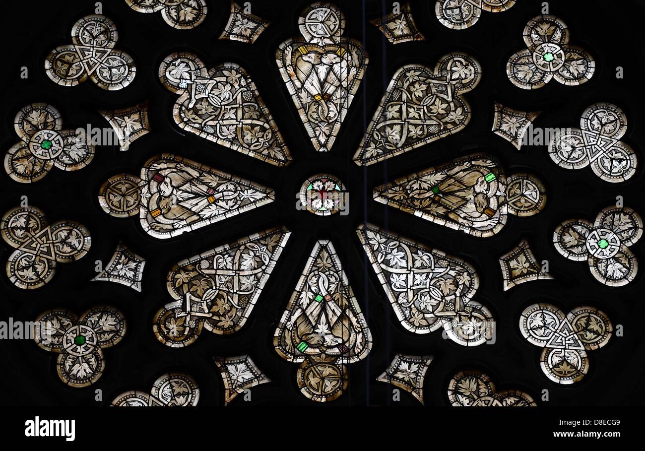 The Grisaille-window of the monastic church St. Marien is brightly ...