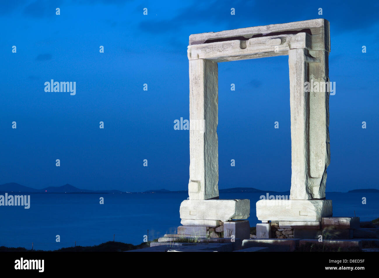 Ancient gate of Apollon temple at the island of Naxos in Greece during ...