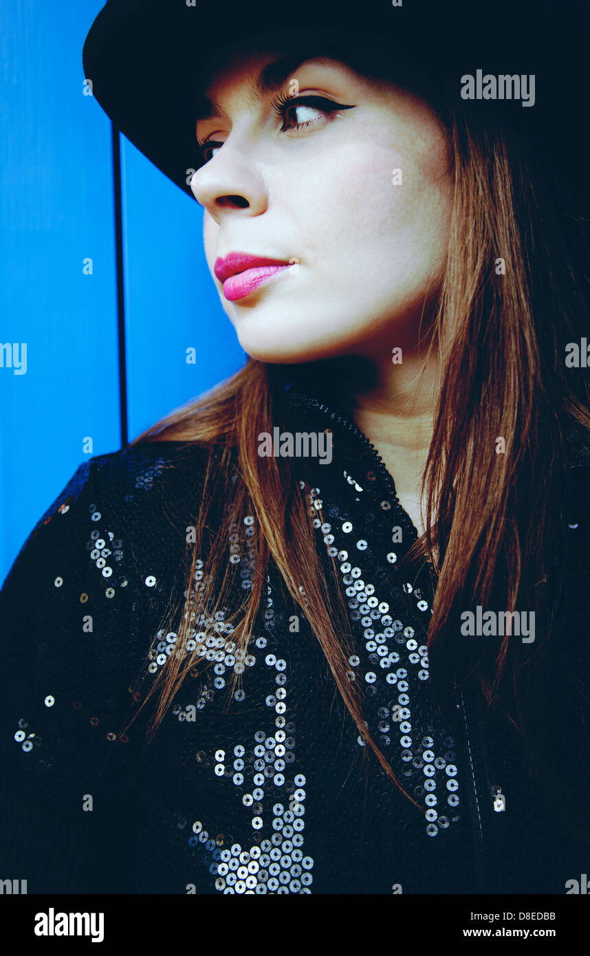 Sequins face hi-res stock photography and images - Alamy