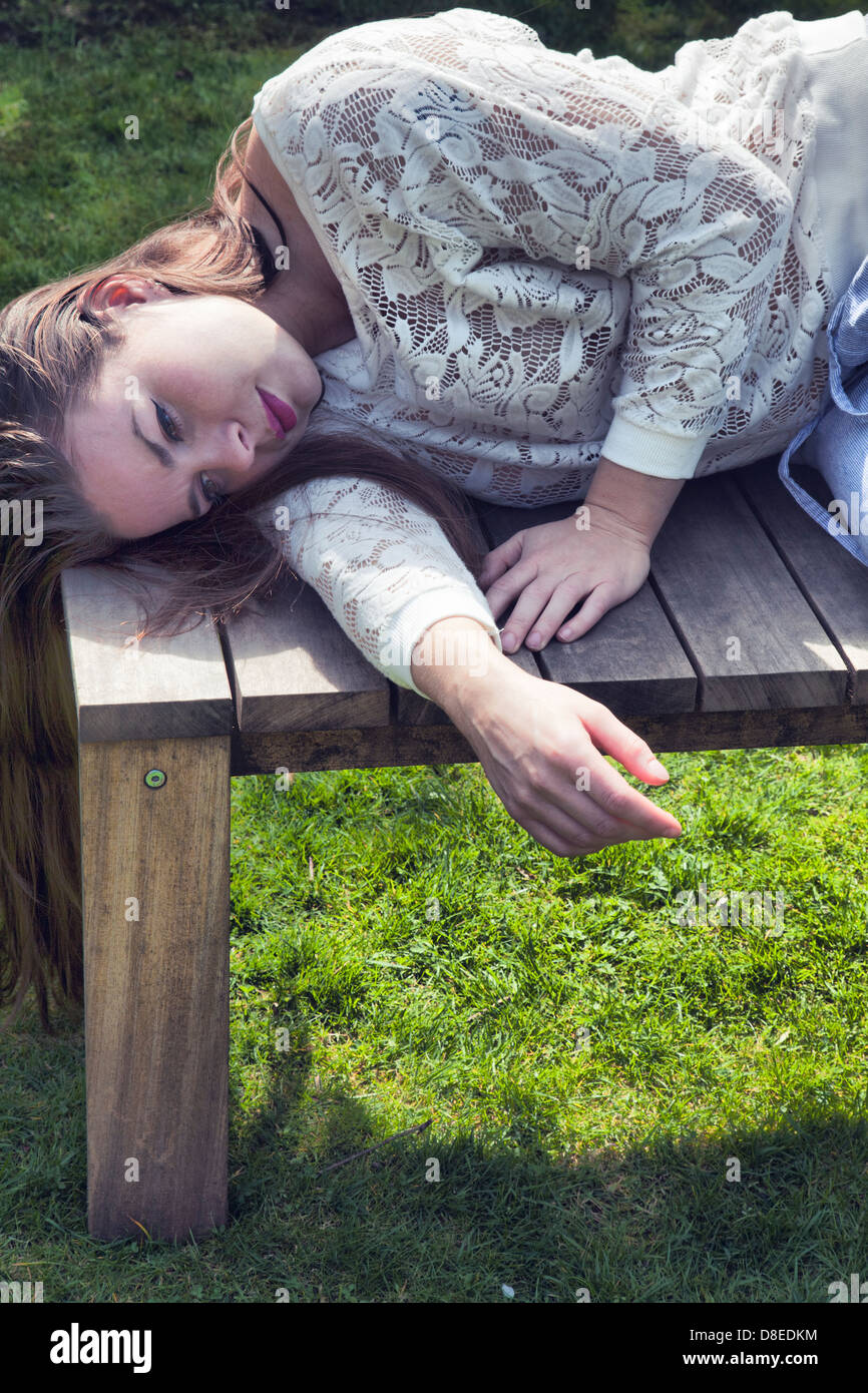 Woman And Sad And Bench High Resolution Stock Photography and Images ...