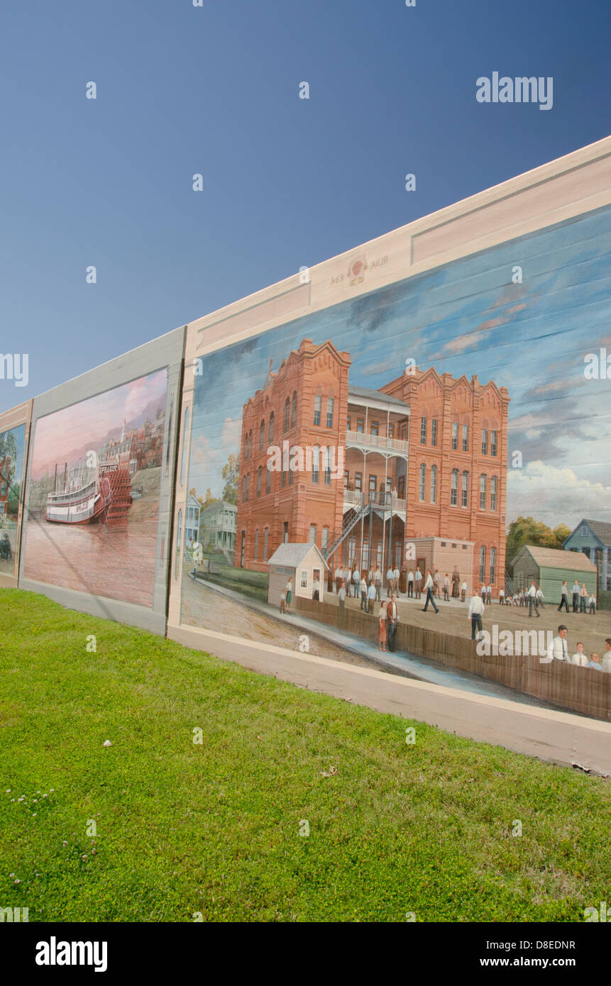 Mississippi, Vicksburg. Vicksburg Riverfront Murals, paintings of historic events in the history ...
