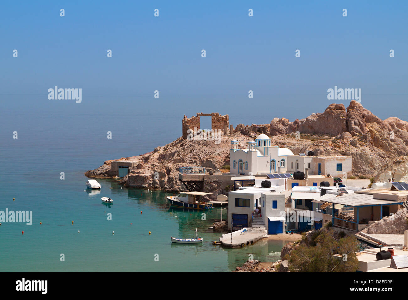 Traditional fishing village of Firopotamos at Milos island in Greece ...