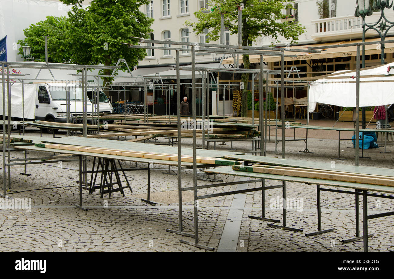 Market stalls taken down of main square in Sittard, in the Netherlands ...
