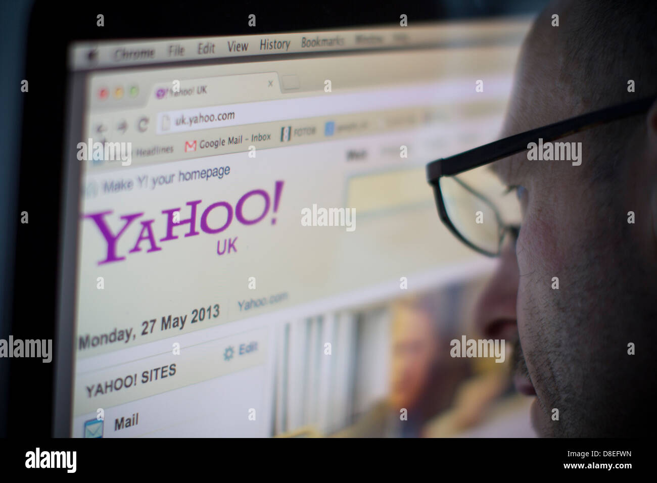 A user browses the Yahoo homepage in London, UK—illustrating ongoing engagement with global ...