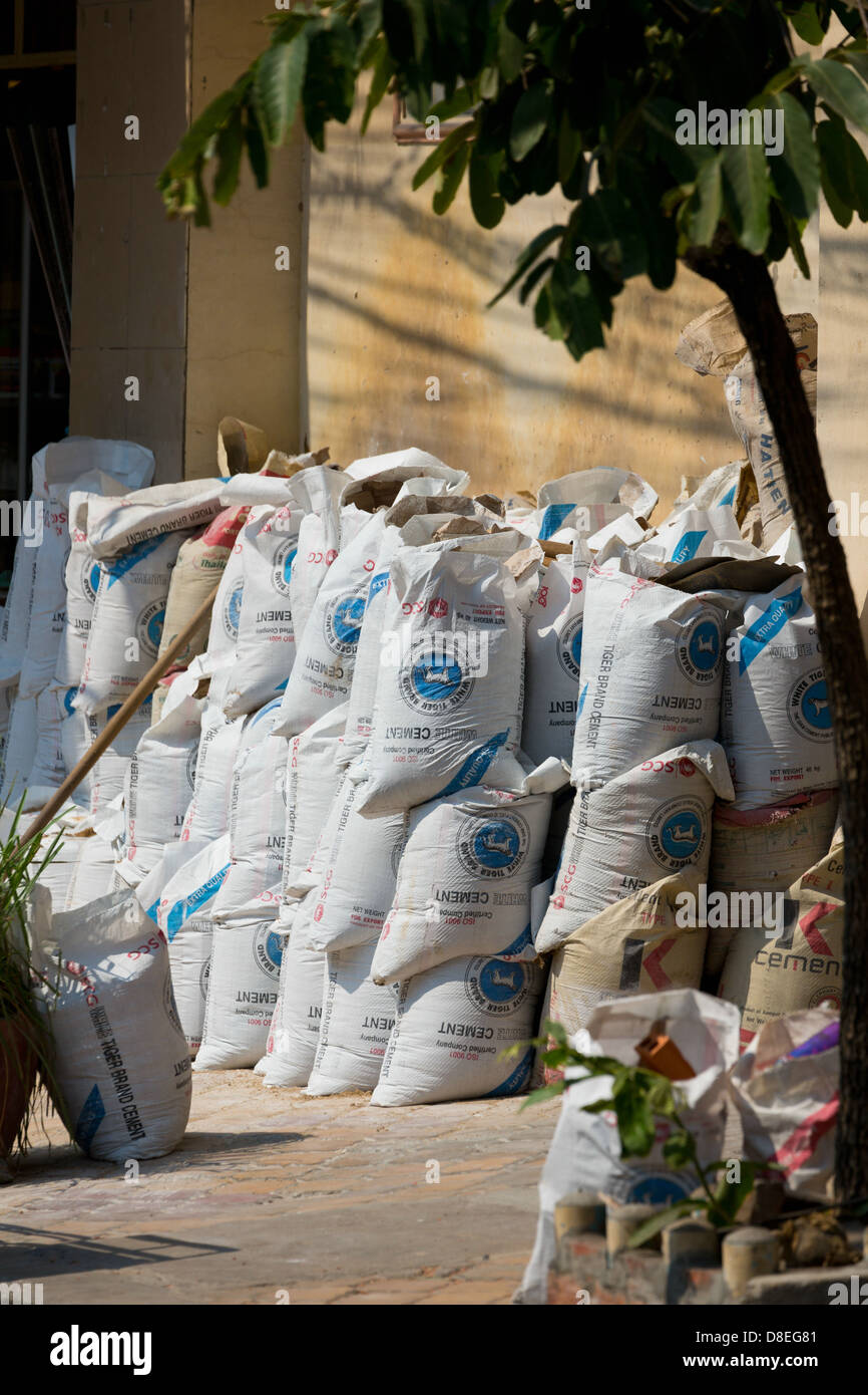 Cement Bags in Phnom Penh, Cambodia Stock Photo - Alamy