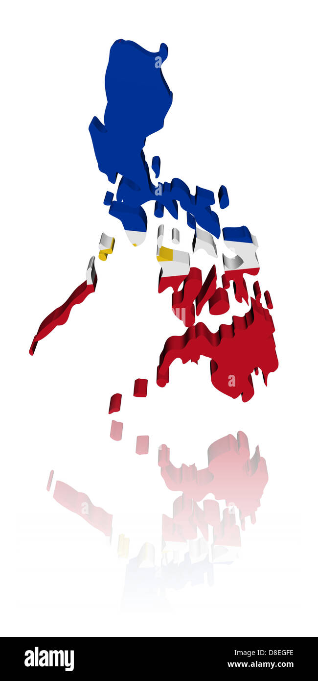 Philippines map flag with reflection illustration Stock Photo - Alamy