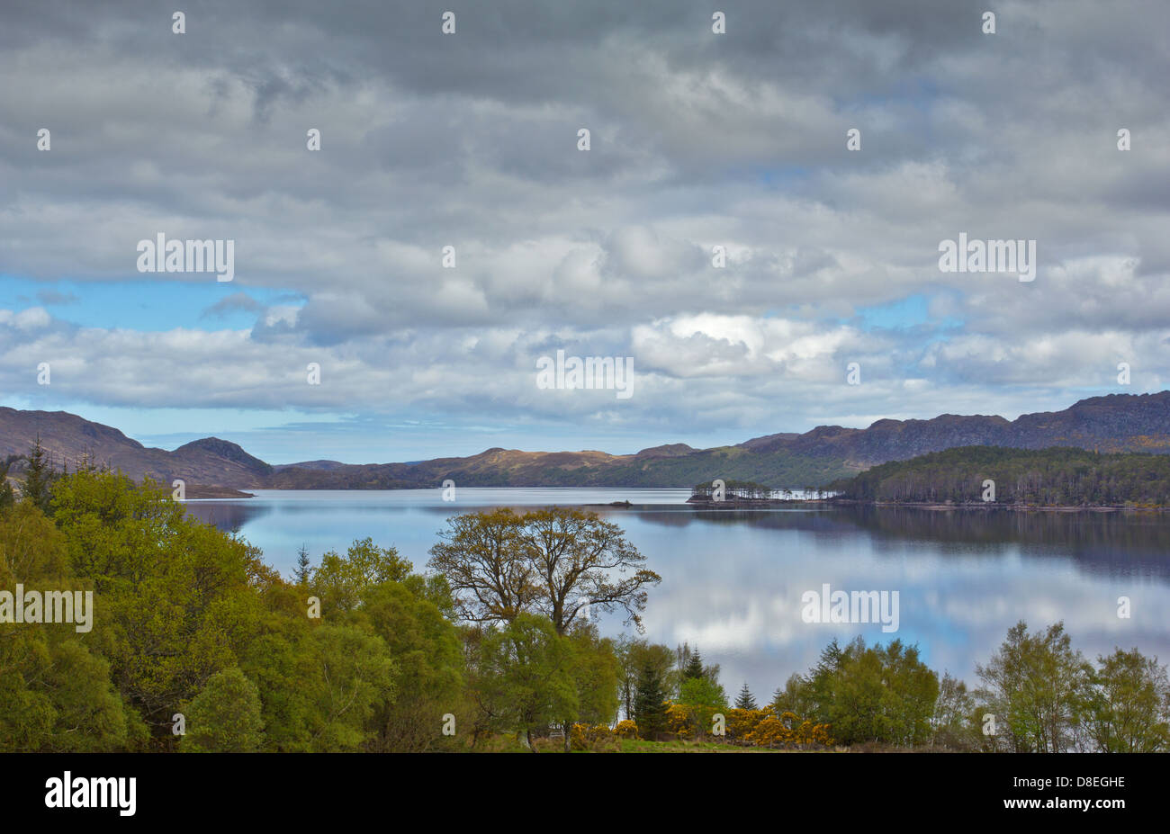 LOCH MAREE IN SPRING THE WESTERN END WITH SOME ISLANDS THE HIGHLANDS OF ...