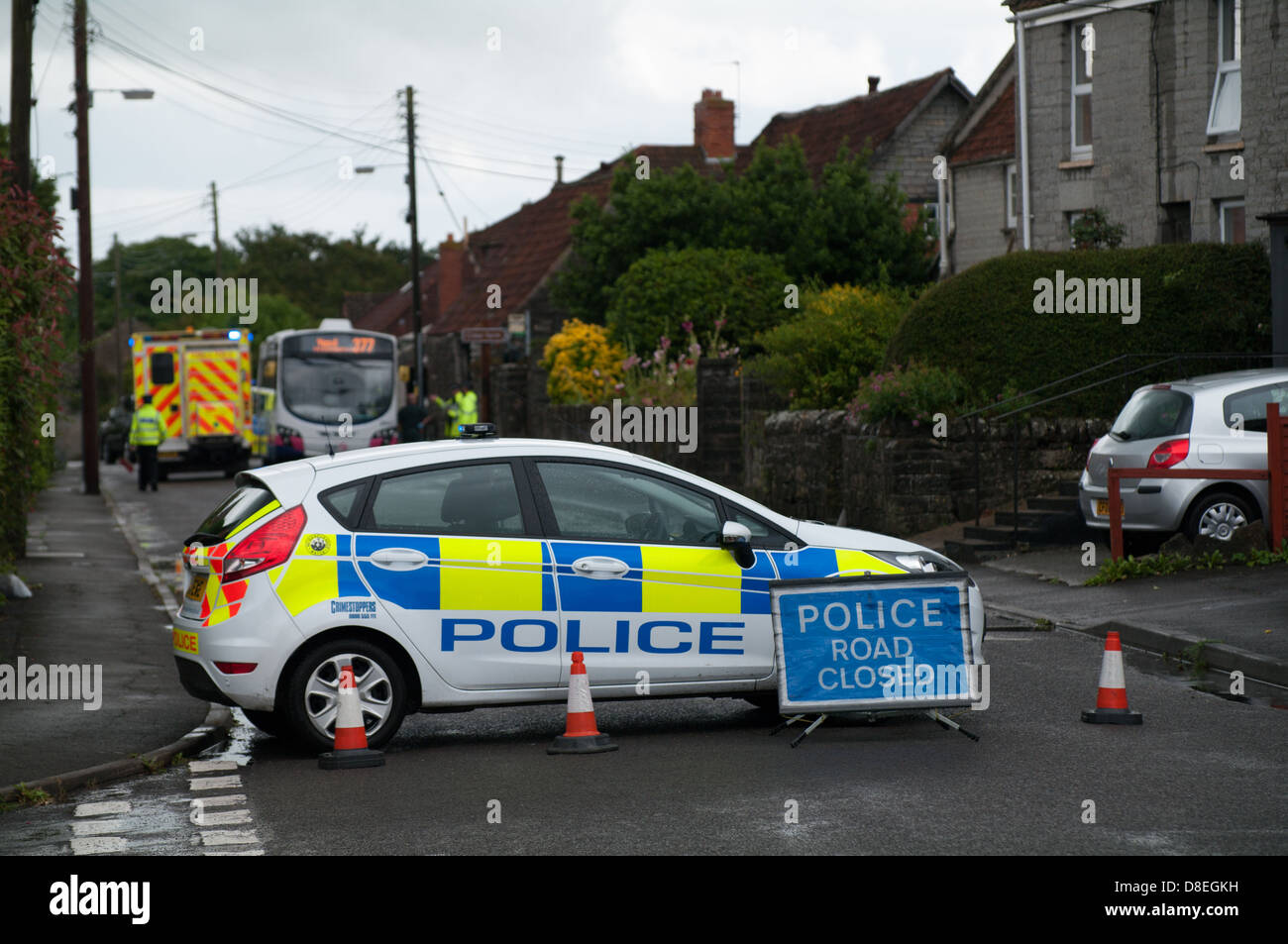 Police attend an traffic collision with a bus Stock Photo - Alamy