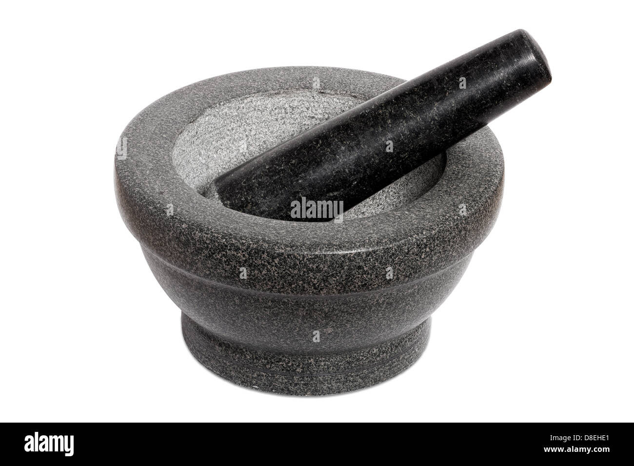 Heavy granite mortar isolated on white background Stock Photo - Alamy