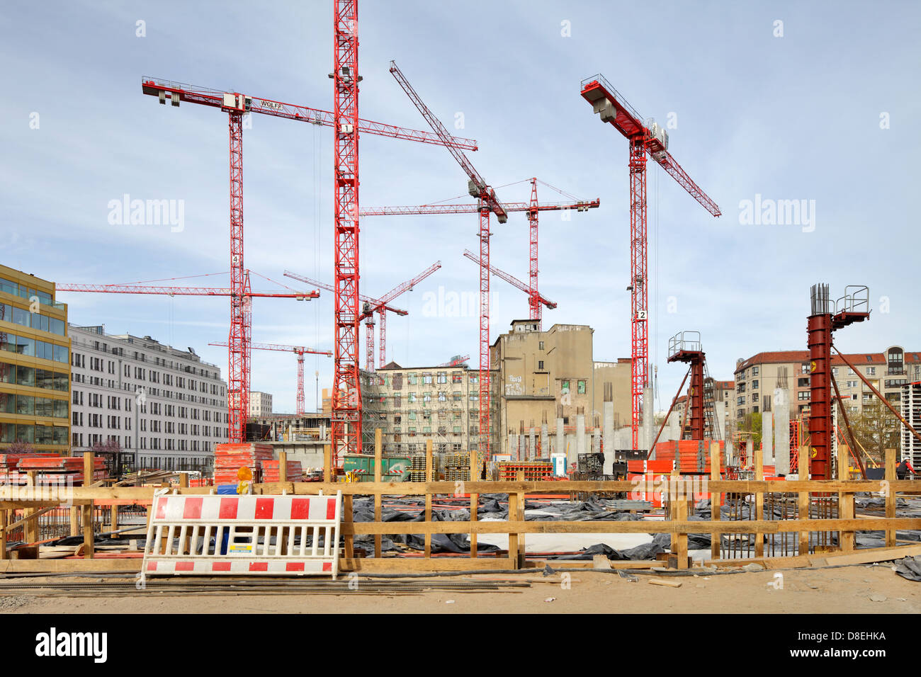 Berlin, Germany, Construction cranes on the construction site Wertheim ...