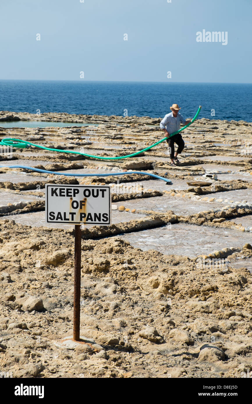 Salt pans at Marsalforn on the Island of Gozo in the Mediterranean ...