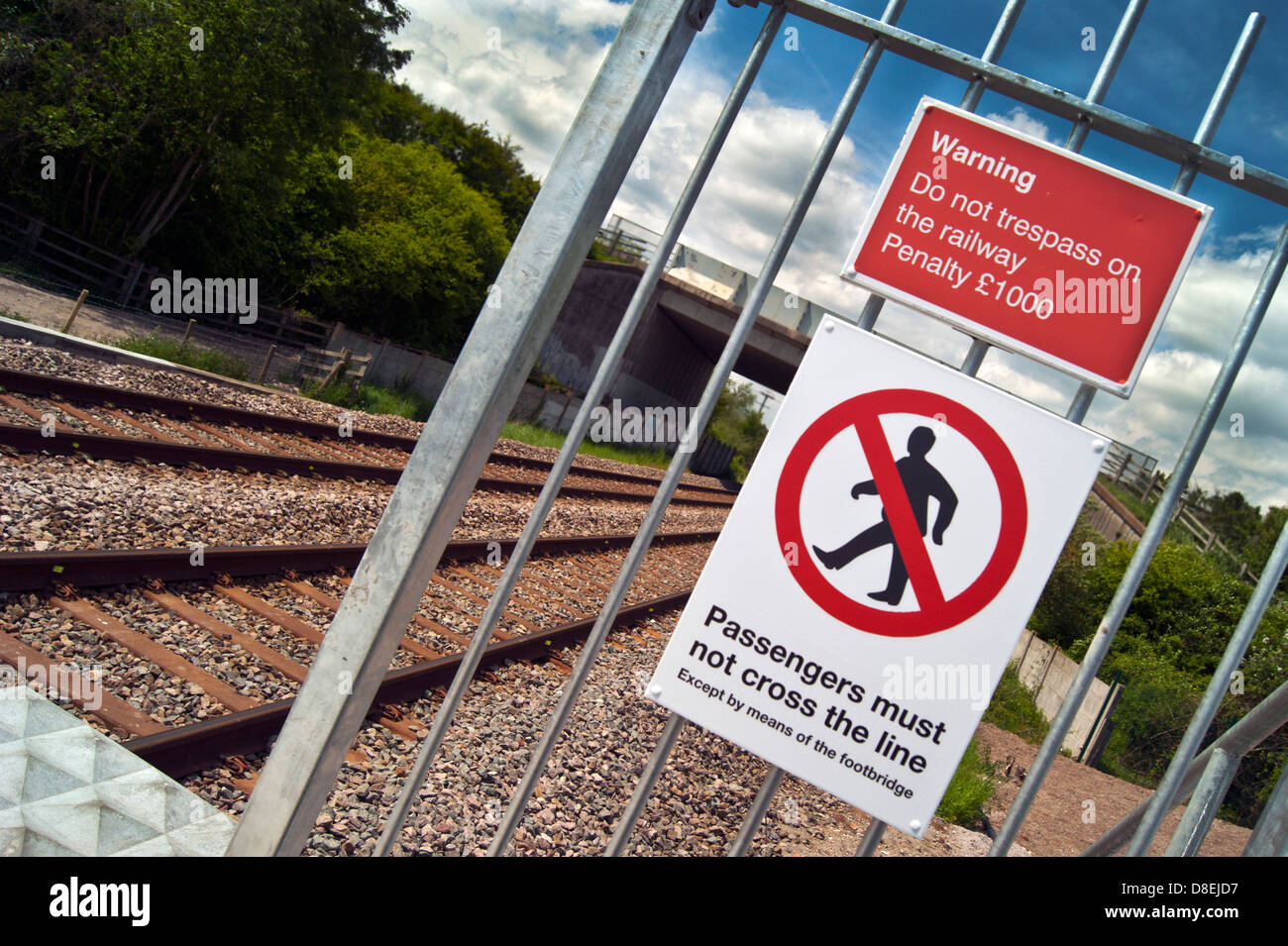 Passenger warning signs at Stratford-upon-Avon Parkway Station Stock ...