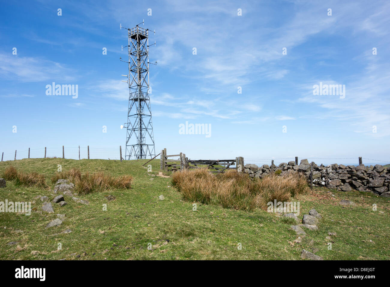 The navigational relay station on the top of Clee Burf Shropshire Stock ...